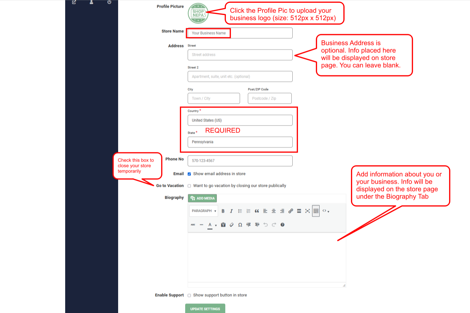 How To Setup A Shop Profile | NEPA Marketplace | A Shop Small Everyday ...